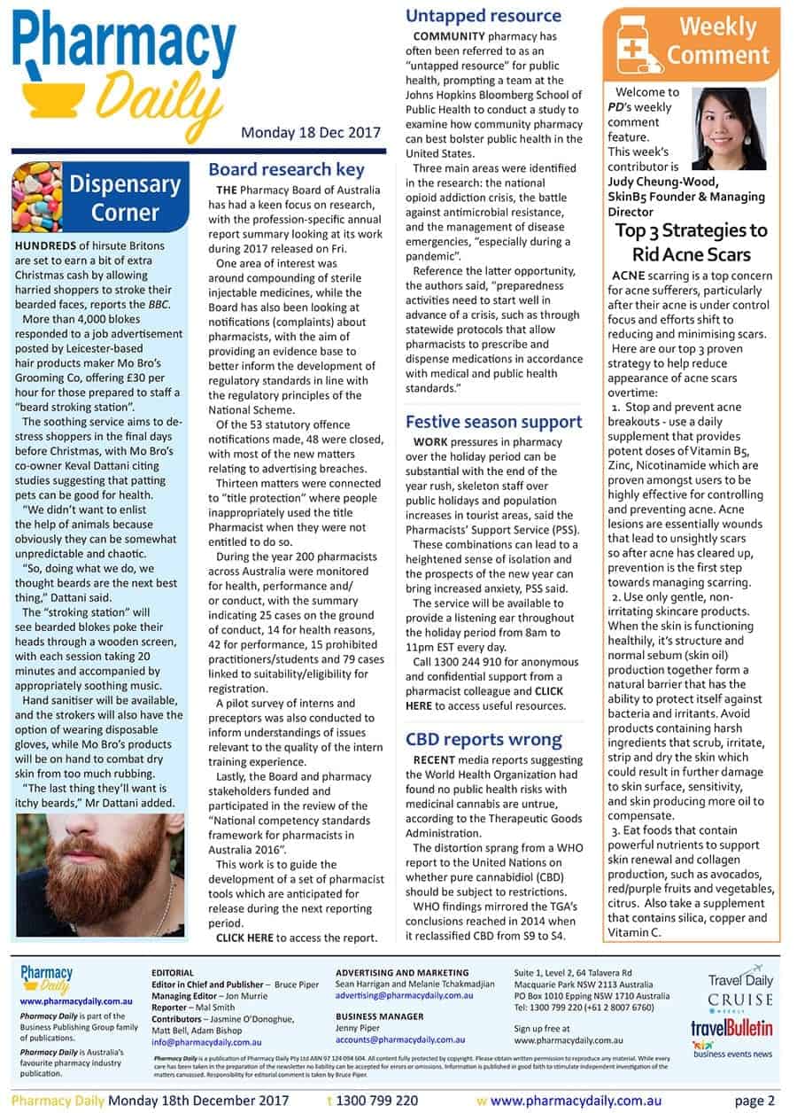 Pharmacy Daily 18 Dec 2017 | SkinB5™ Official Site (HQ)