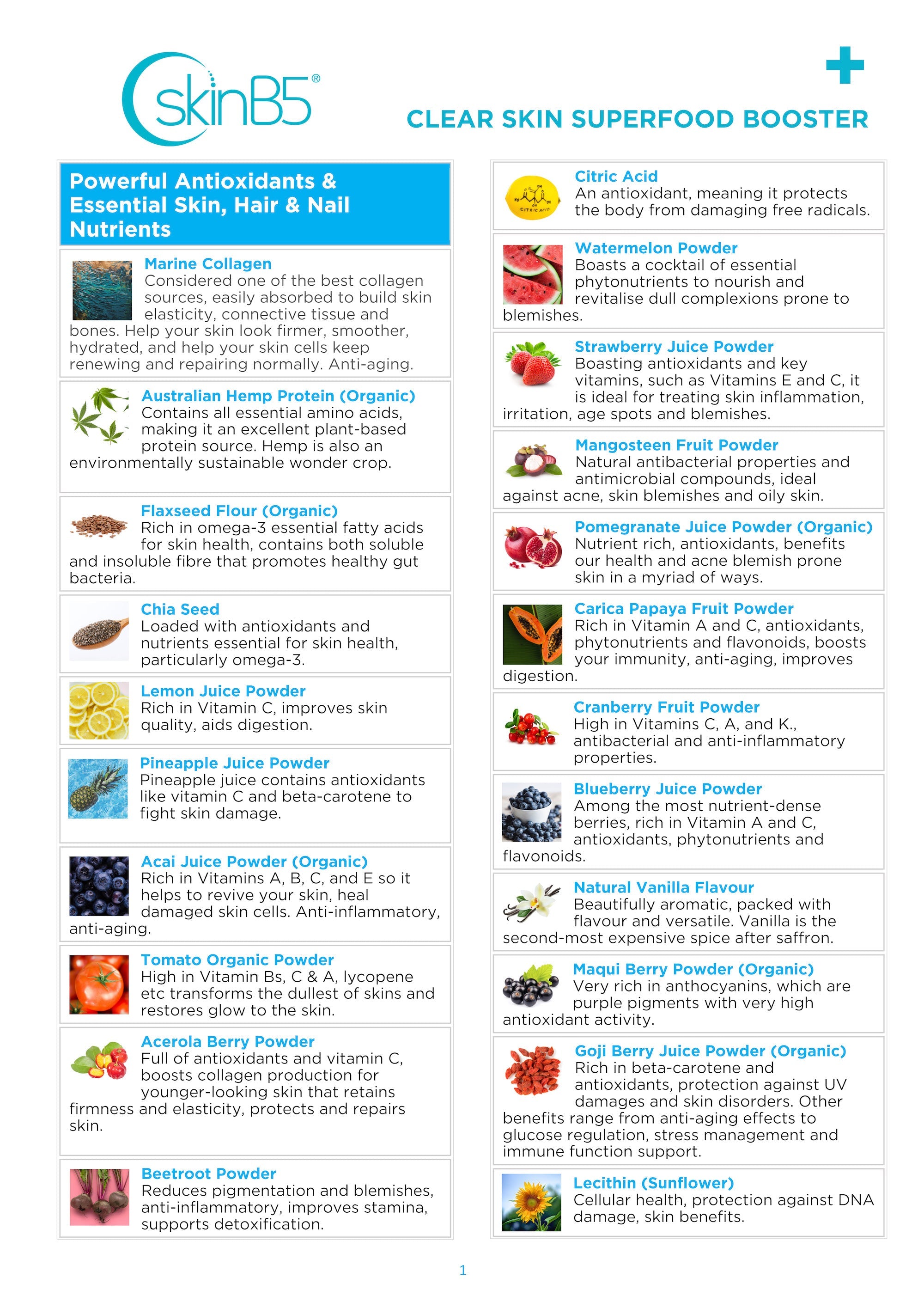 Clear Skin Superfood Booster Sachets | Superfoods for Skin Care ...